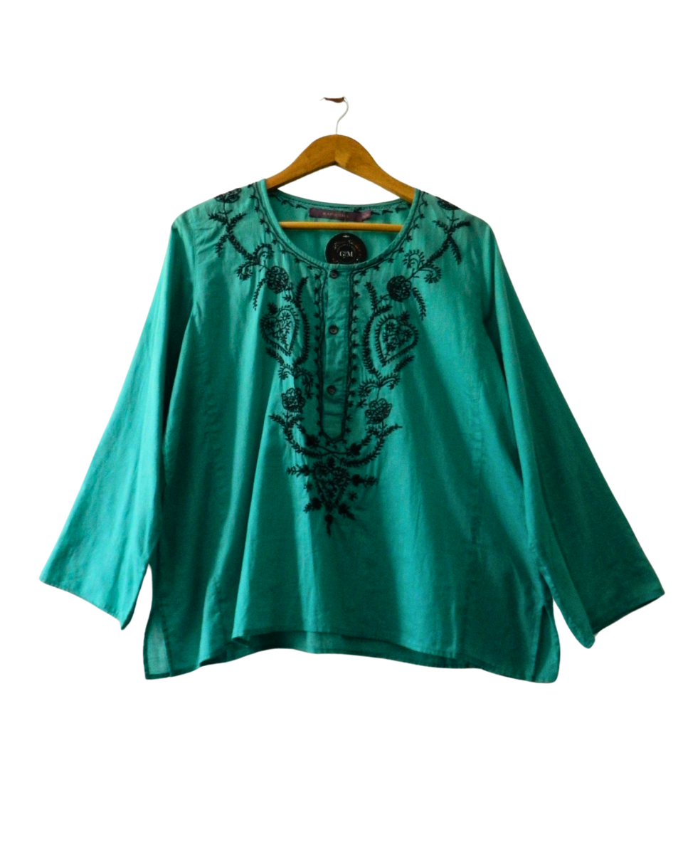 Blusa Rapsodia Bordada Esmeralda (001-8008) - Giros de la Moda