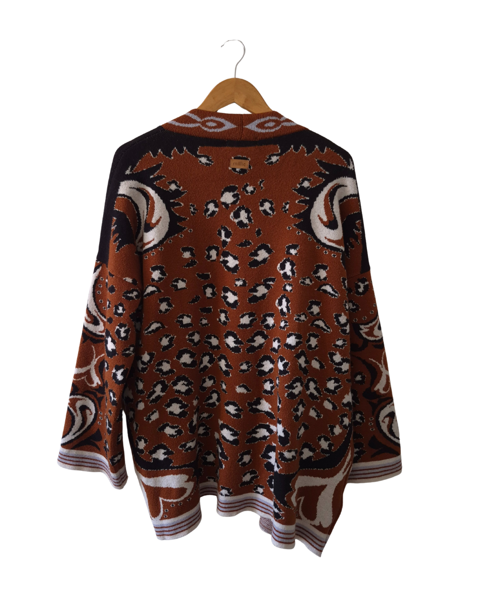 Cardigan Millie Alí Chocolate y Negro T. U - Giros de la Moda