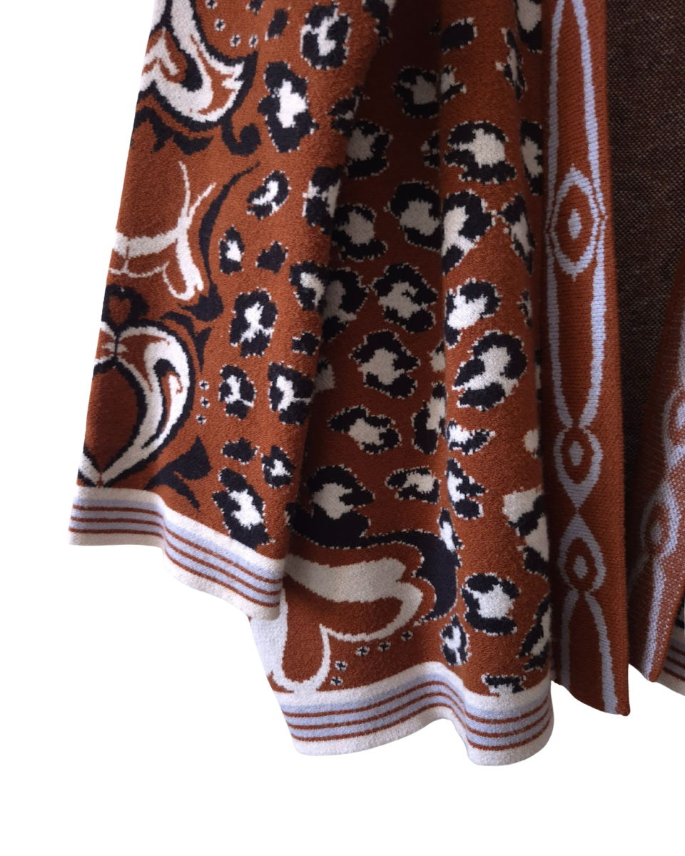 Cardigan Millie Alí Chocolate y Negro T. U - Giros de la Moda